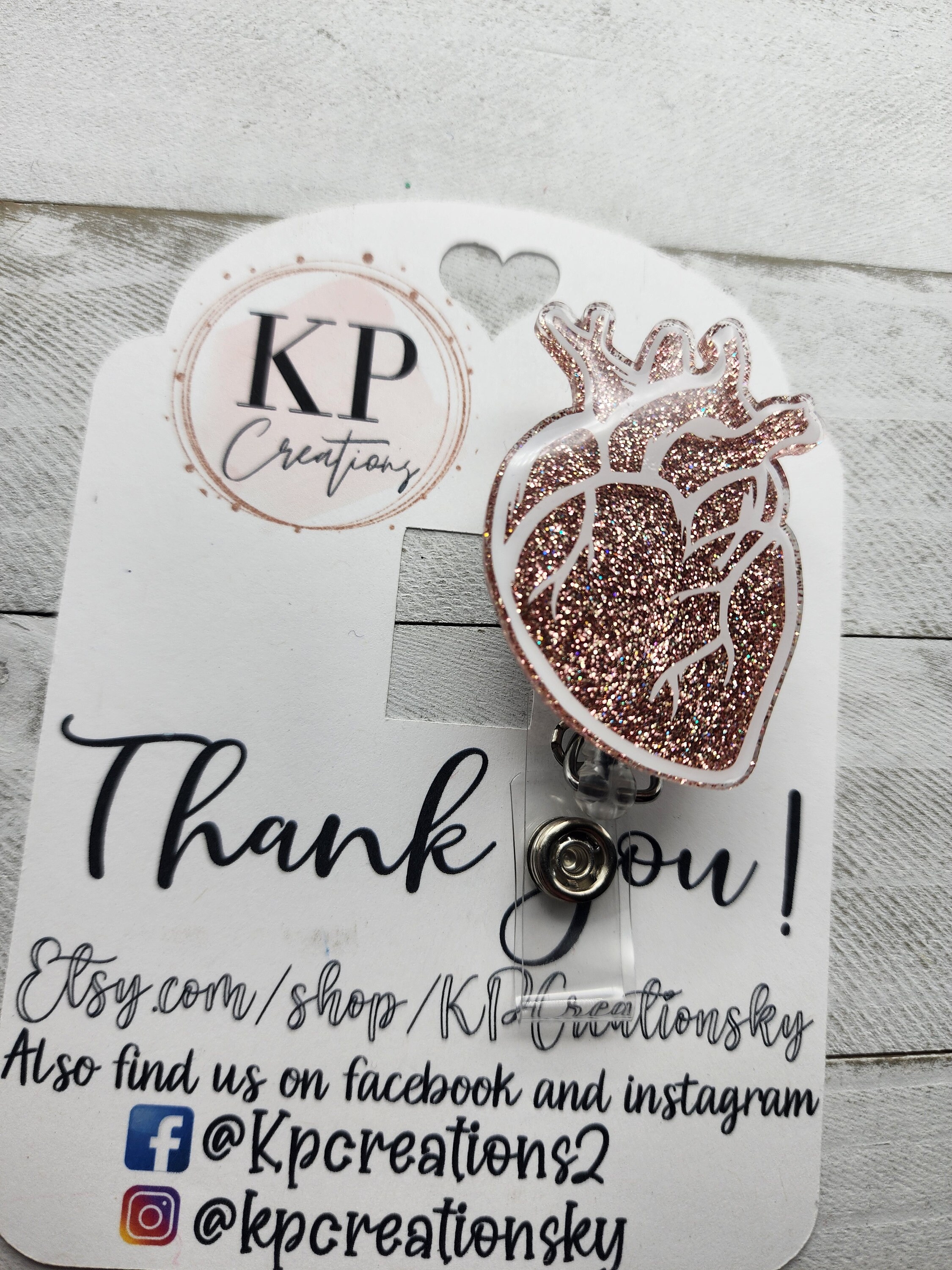 Heart Badge Reel/anatomical Heart Badge Reel/rose Gold Heart Badge Reel ...