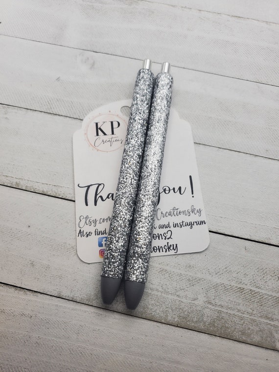 Silver Glittered Pen - Etsy