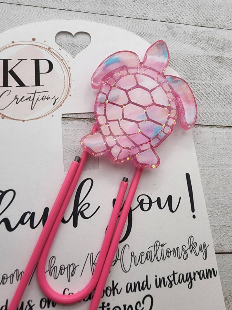 Turtle Jumbo Paper Clip/pink Turtle Bookmark/girly Turtle - Etsy