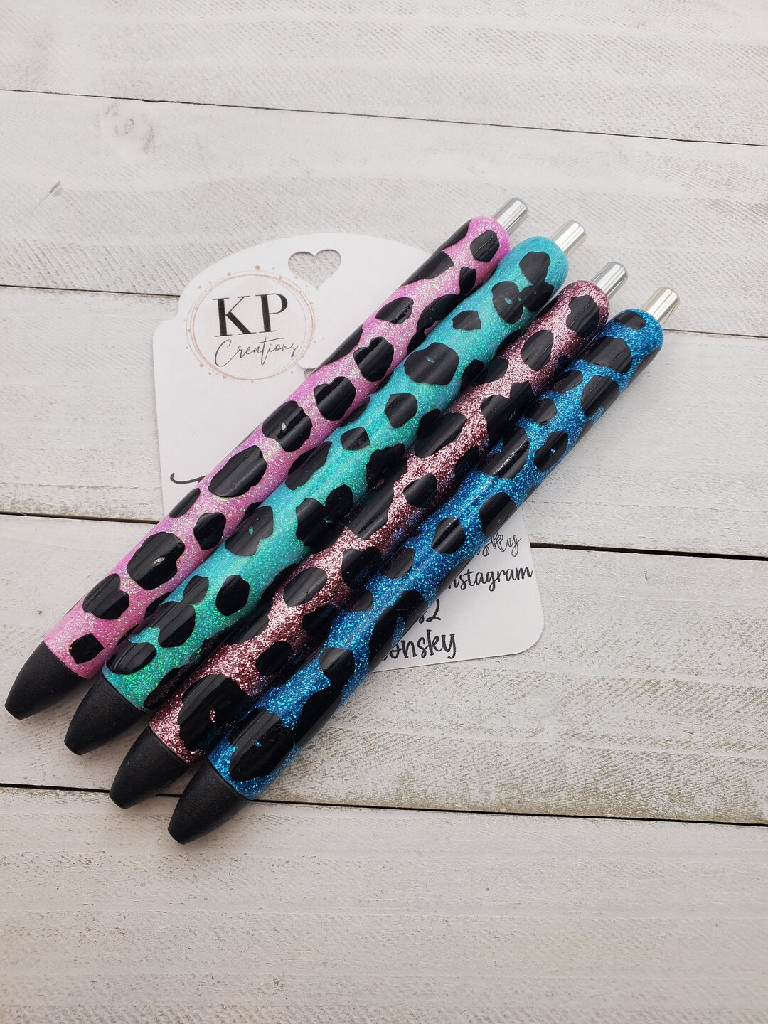 Leopard Print Glittered Pen- Customizable Glitter - Etsy