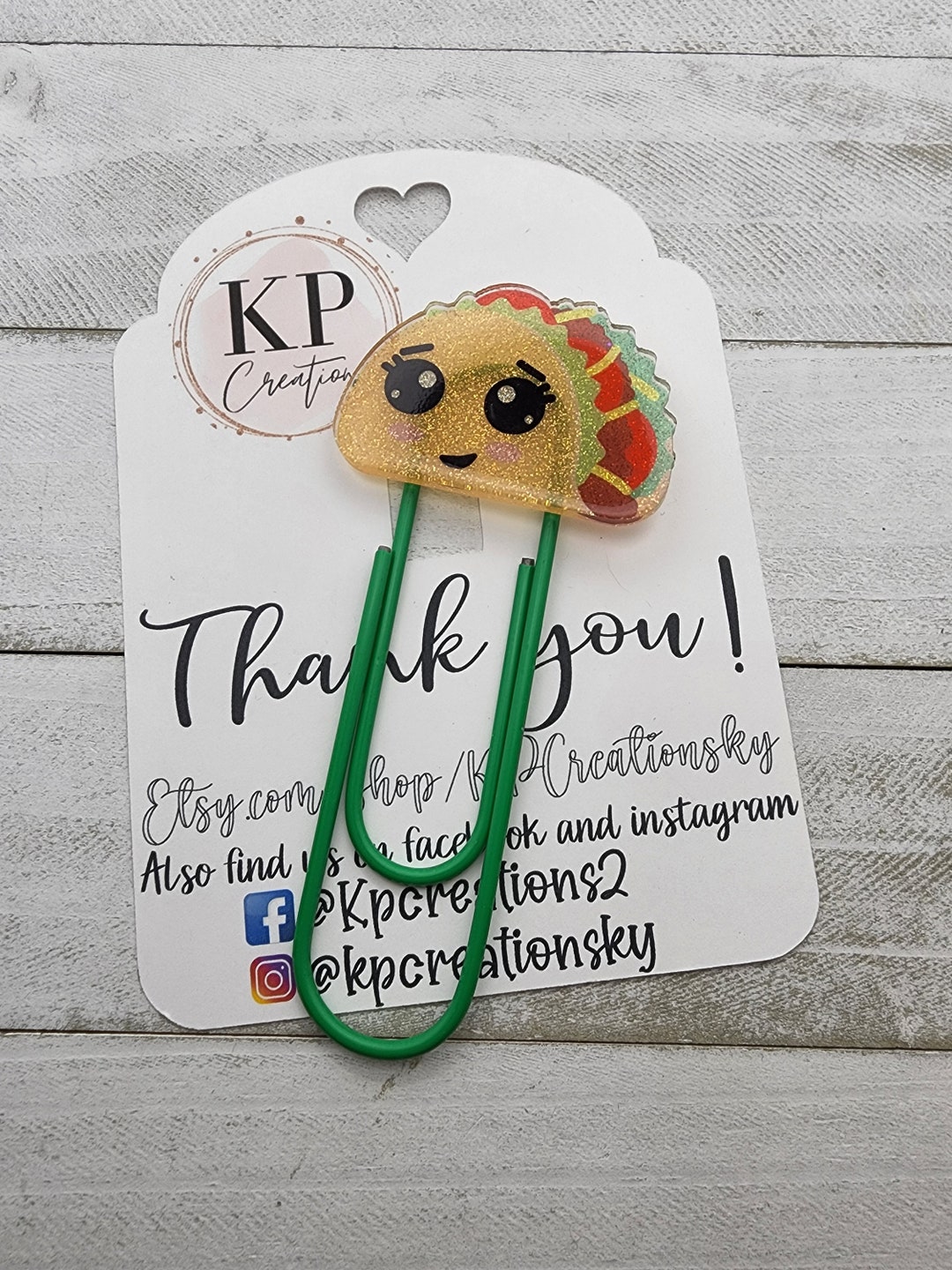 Taco Jumbo Paper Clip/taco Bookmark/glittered Taco Paper Clip Bookmark ...
