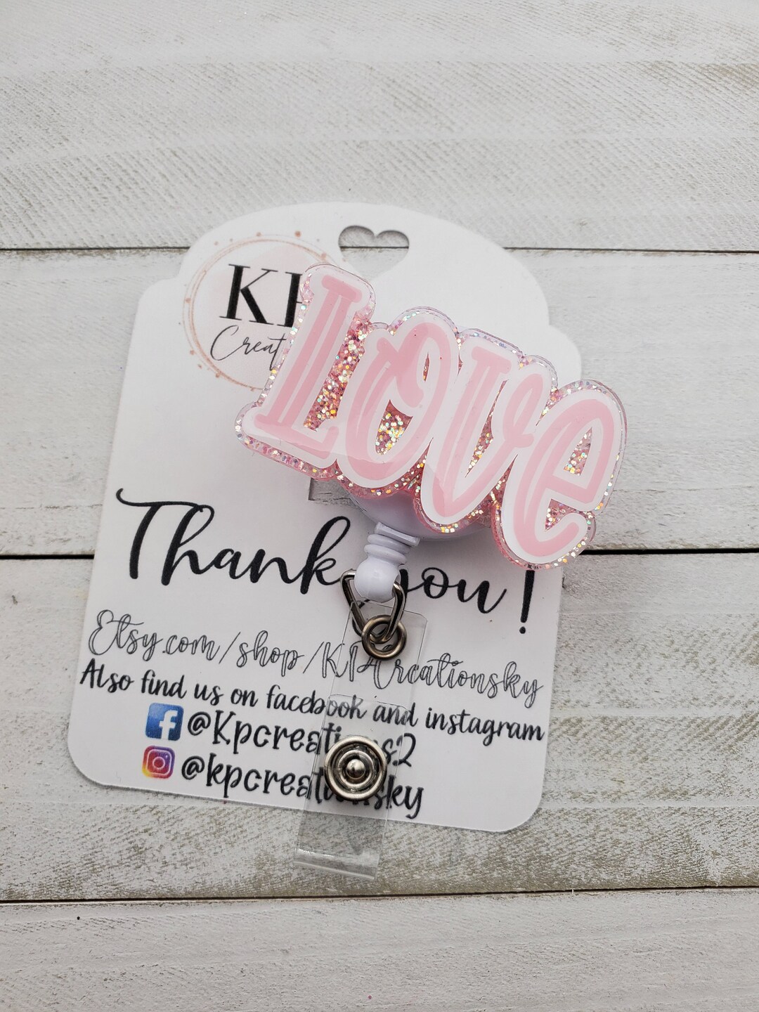 Valentine's Day Badge Reel: Pink LOVE Word, Glitter Resin - Etsy
