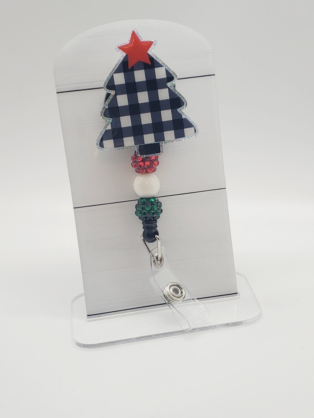 Christmas Tree Badge Reel/black Plaid Christmas Tree Badge Reel/nurse ...