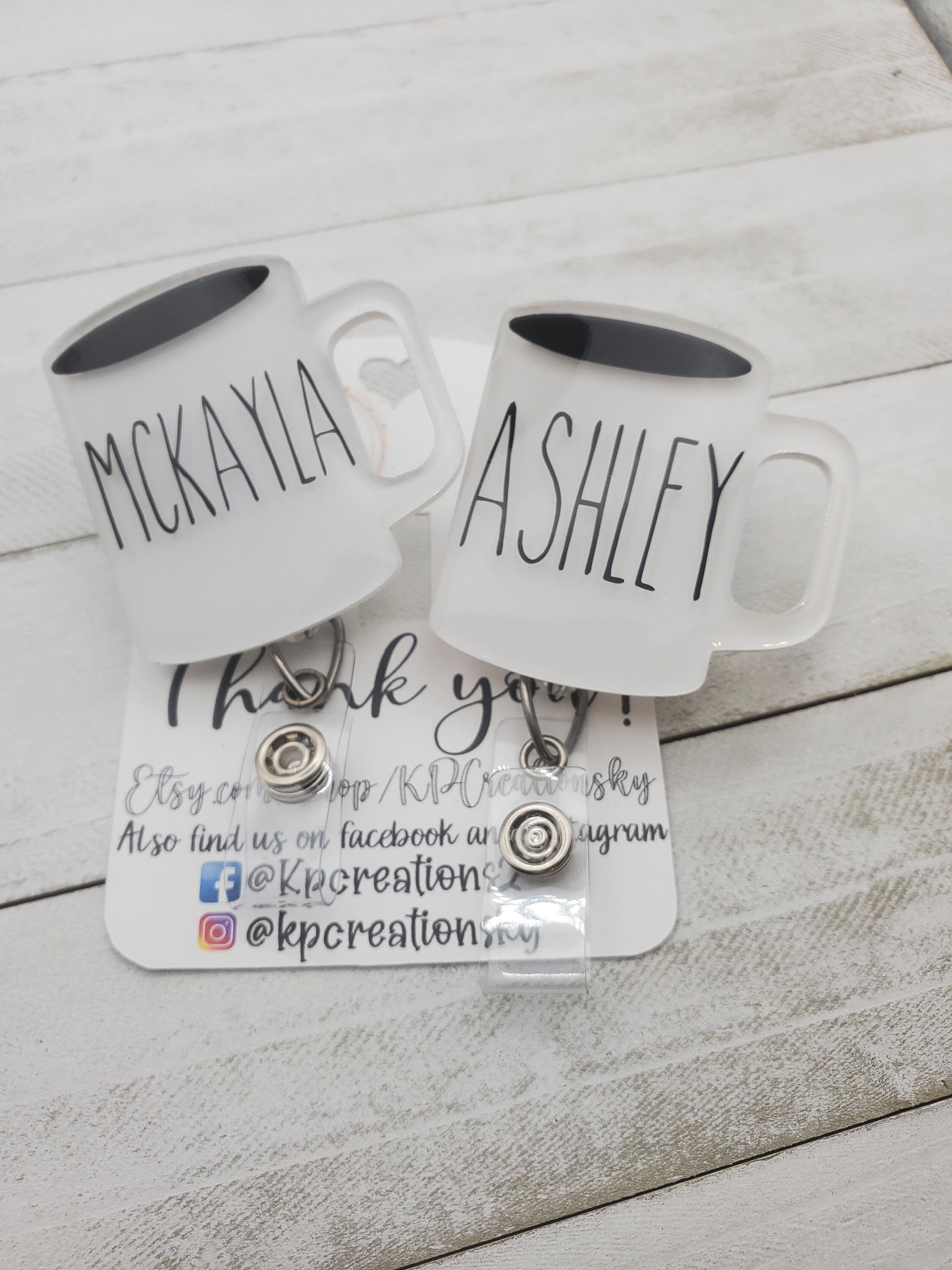 Personalized Coffee Mug Badge Reel/teacher Badge Reel/coffee - Etsy