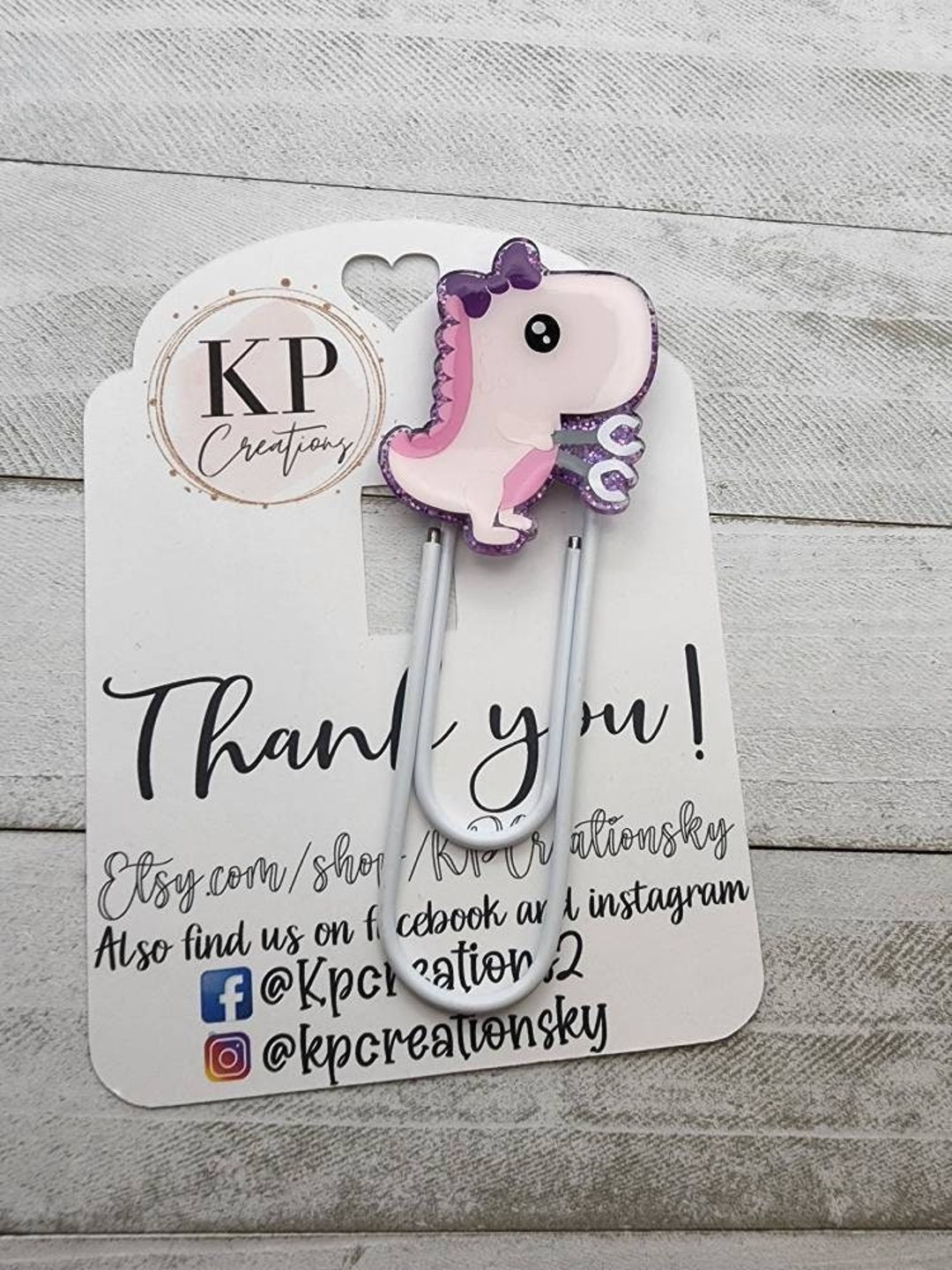 Cute Dino Jumbo Paper Clip/dinosaur Bookmark/girly Dino Paper Clip ...