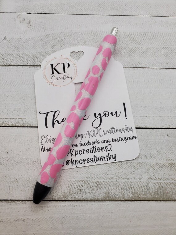 Pink Leopard Print Glittered Pen - Etsy