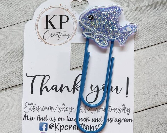 Shark Jumbo Paper Clip/baby Shark Bookmark/glittered Shark Paper Clip ...