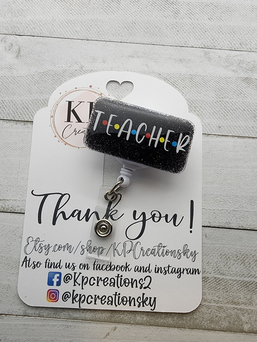 Friends Inspired Teacher Badge Reel: Glitter Resin ID Holder - Etsy