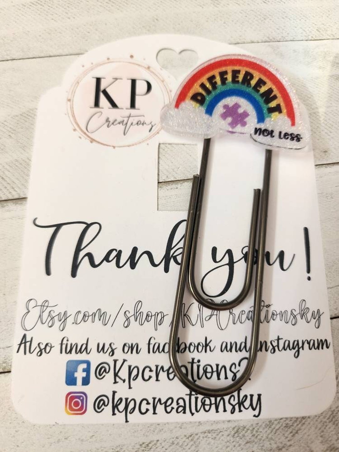 Autism Rainbow Jumbo Paper Clip/book Lover Bookmark/book Lover Paper ...