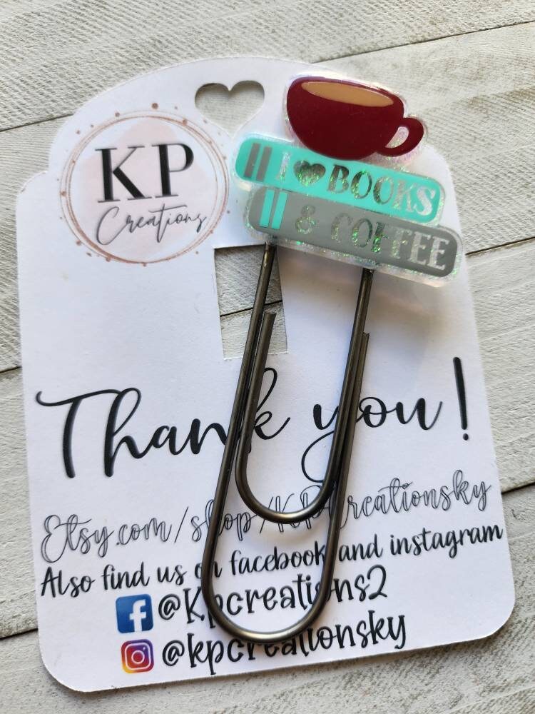 I Love Books and Coffee Jumbo Paper Clip/book Lover - Etsy