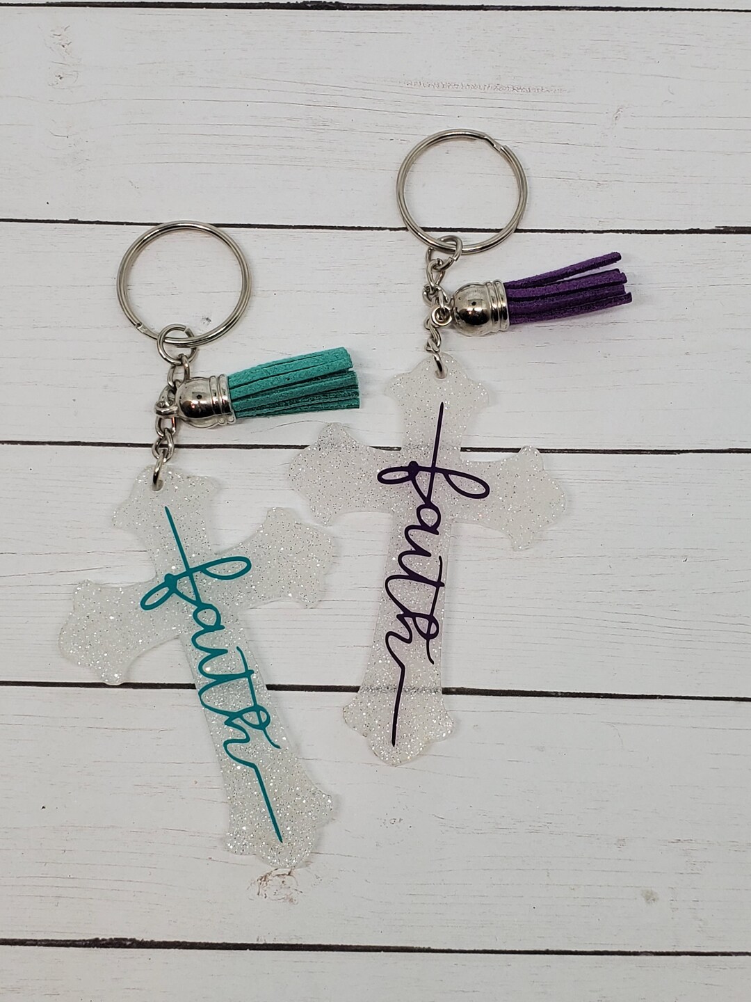 Faith Cross Keychain/faith Keychain/ Cross Keychain/glittered Keychain ...