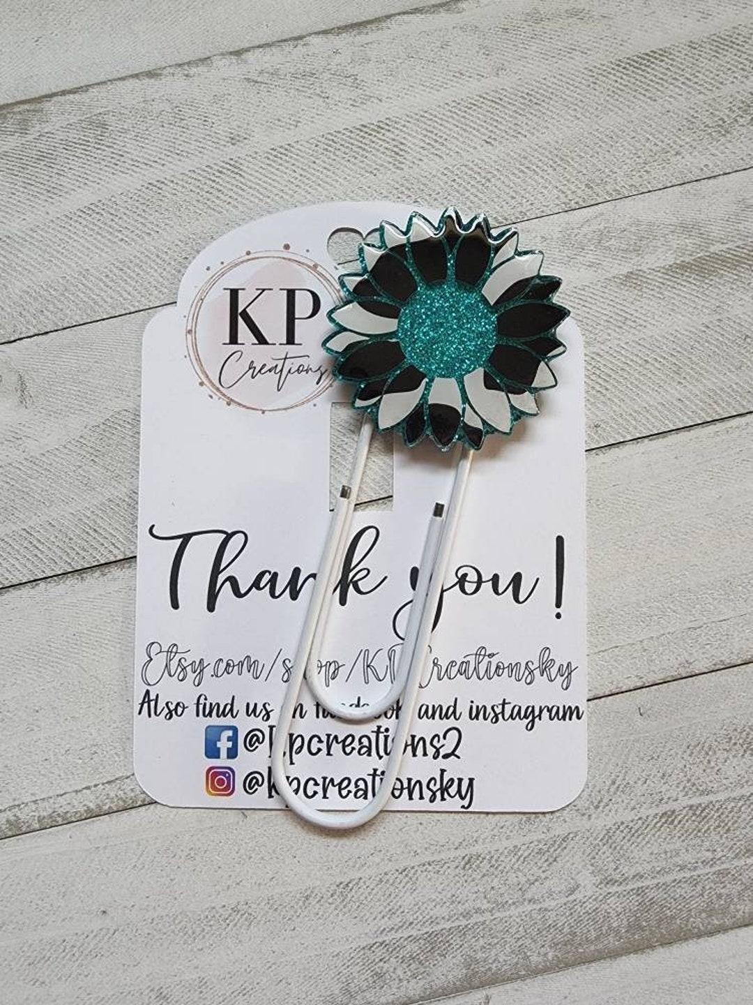 Sunflower Jumbo Paper Clip Bookmark: Glitter Acrylic Topper - Etsy