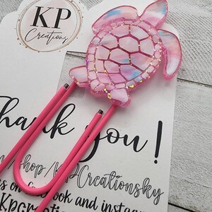 Turtle Jumbo Paper Clip/pink Turtle Bookmark/girly Turtle Paper Clip ...