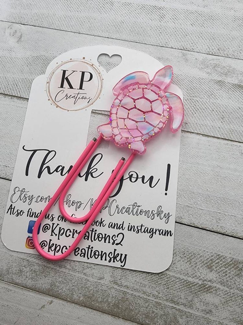 Turtle Jumbo Paper Clip/pink Turtle Bookmark/girly Turtle - Etsy