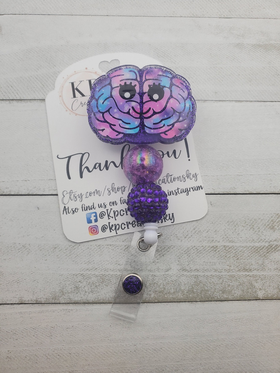Purple Brain Badge Reel/interchangeable ID Badge Holder/cute Brain ...
