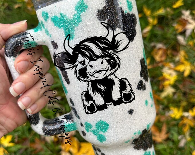 Teal Highland Cow Tumbler - Etsy