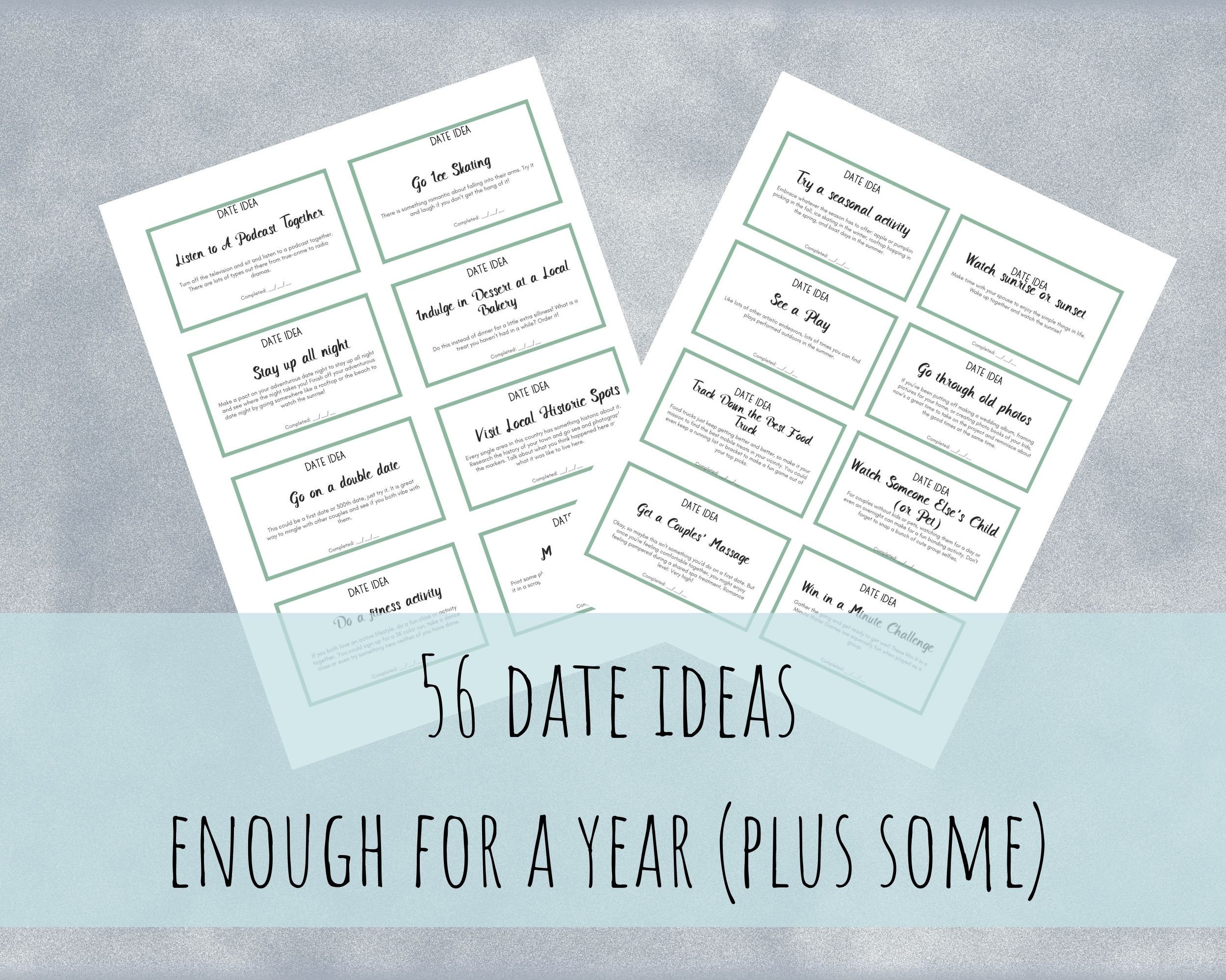Date Night Idea Cards | Date Night Journal | Couple's Activity Journal ...