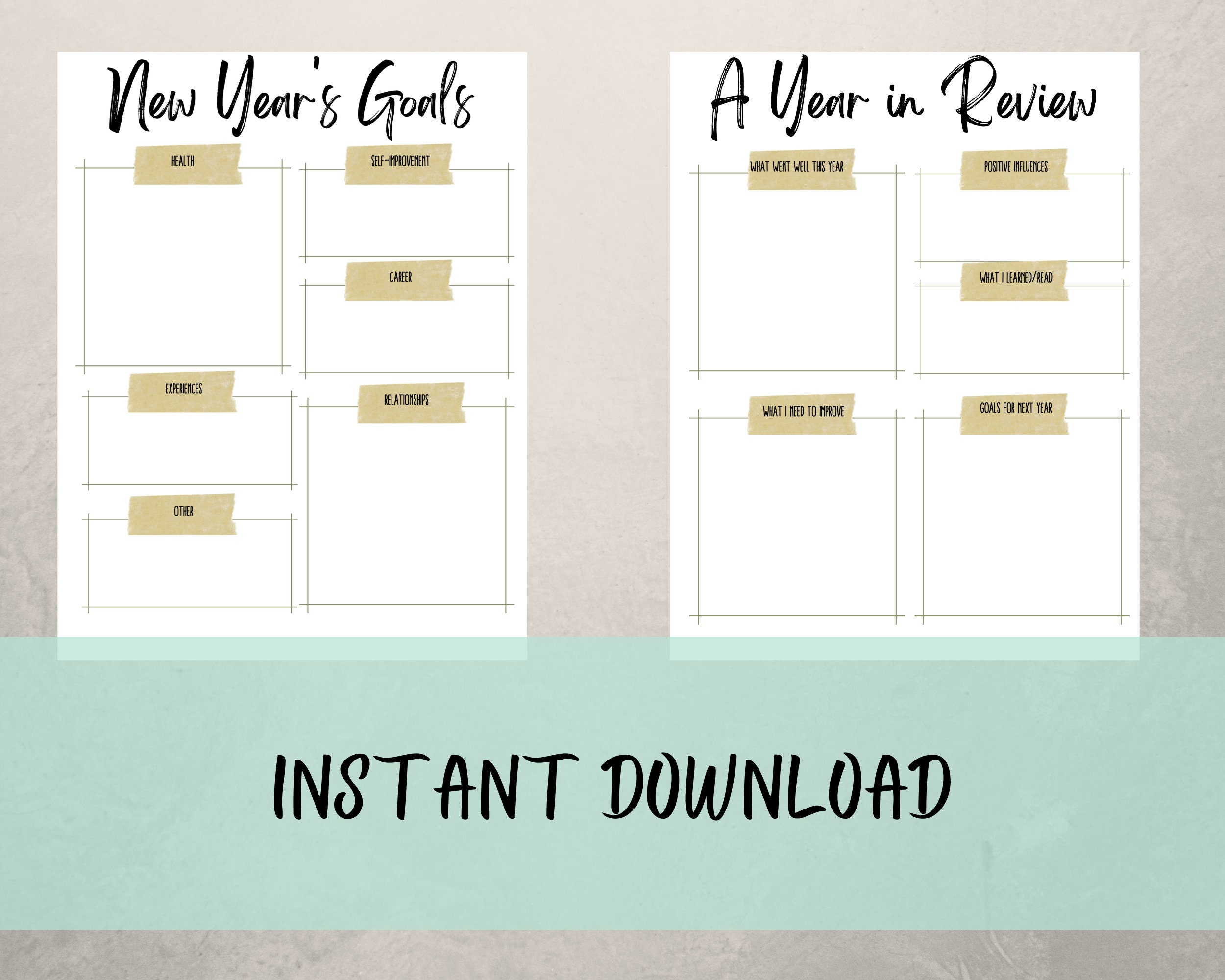 New Year's Goals and Reflection Printable Worksheet | Goal Setting ...