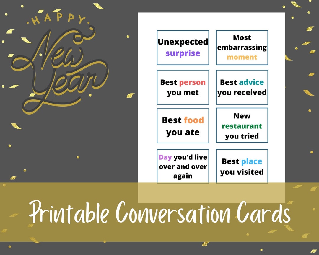Printable Conversation Cards | New Year's Reflection Cards | New Year's ...