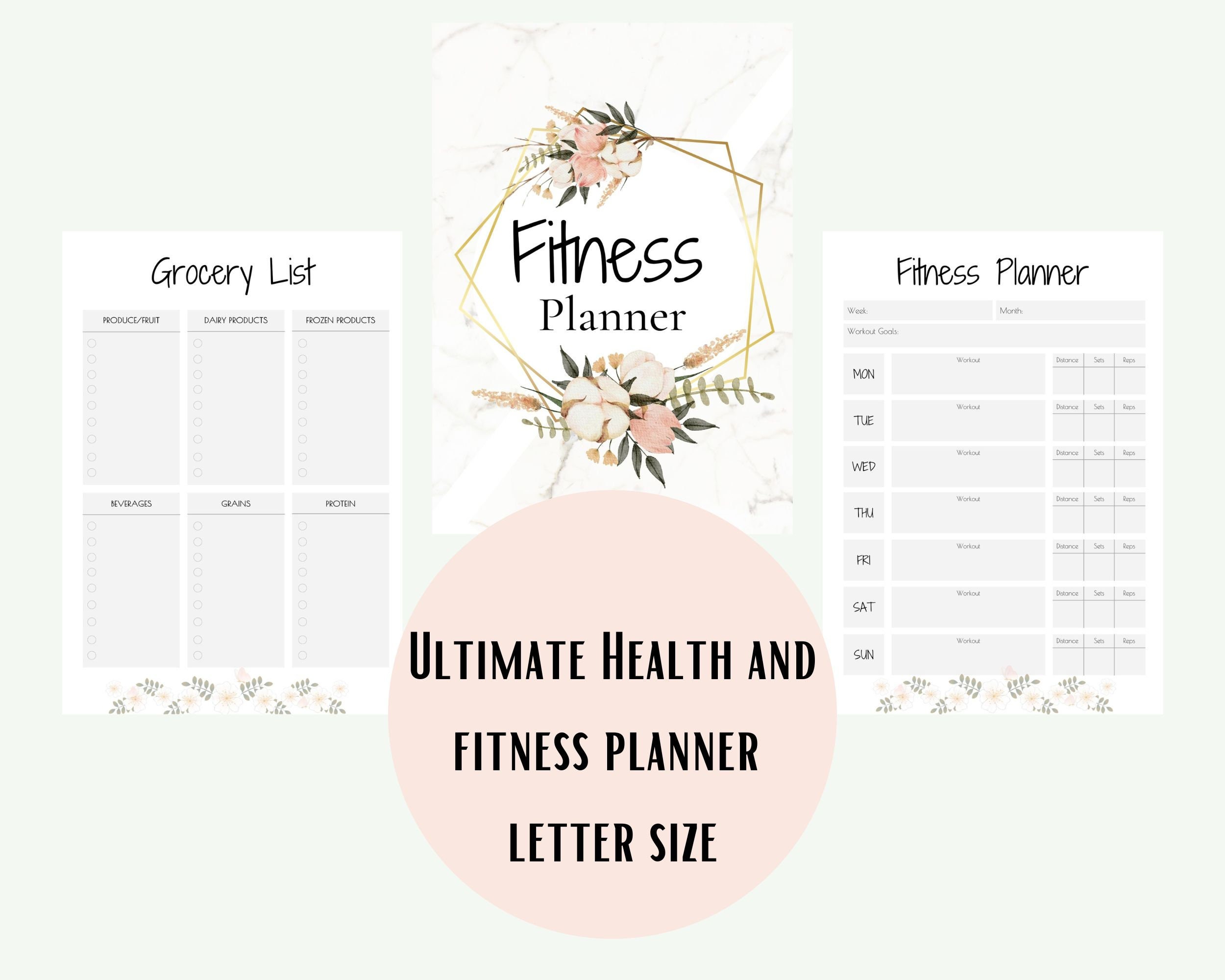 Ultimate Health and Fitness Planner Bundle Letter Size Printable ...