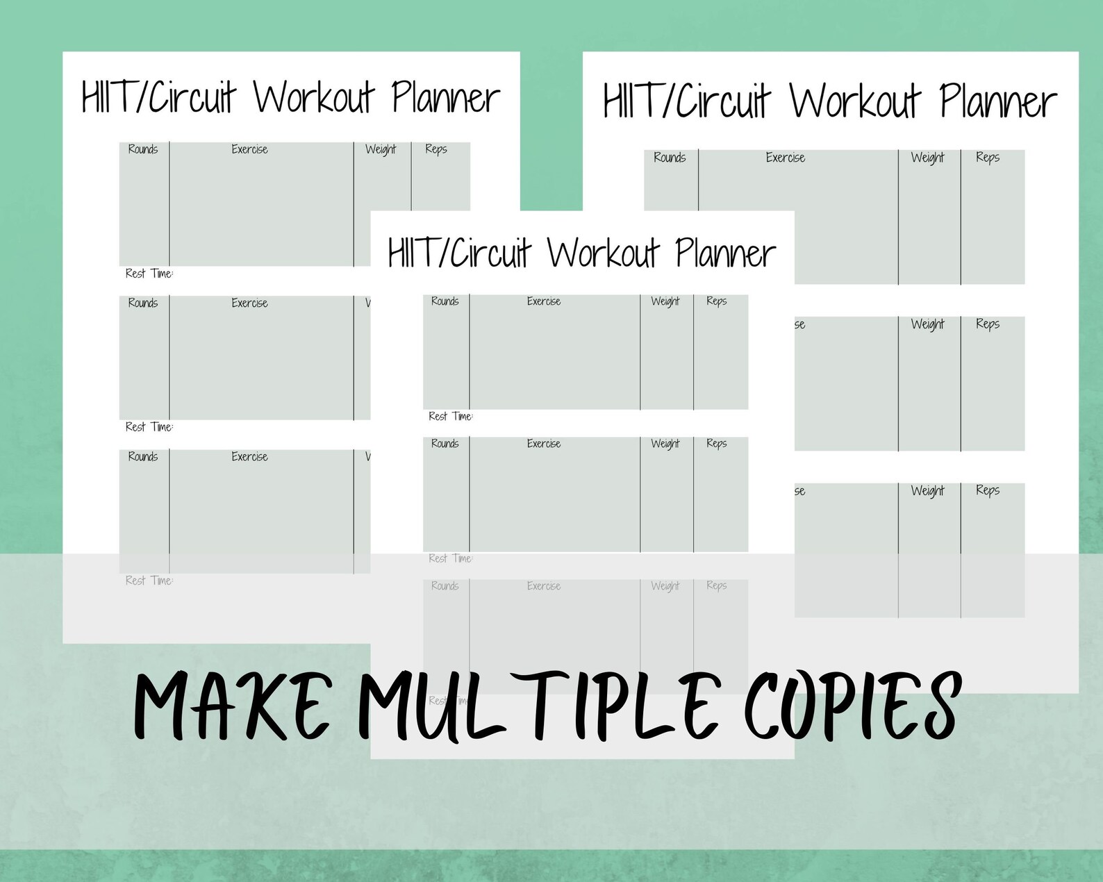 Hiit/circuit Workout Planner Printable | Workout Journal | Exercise Log ...