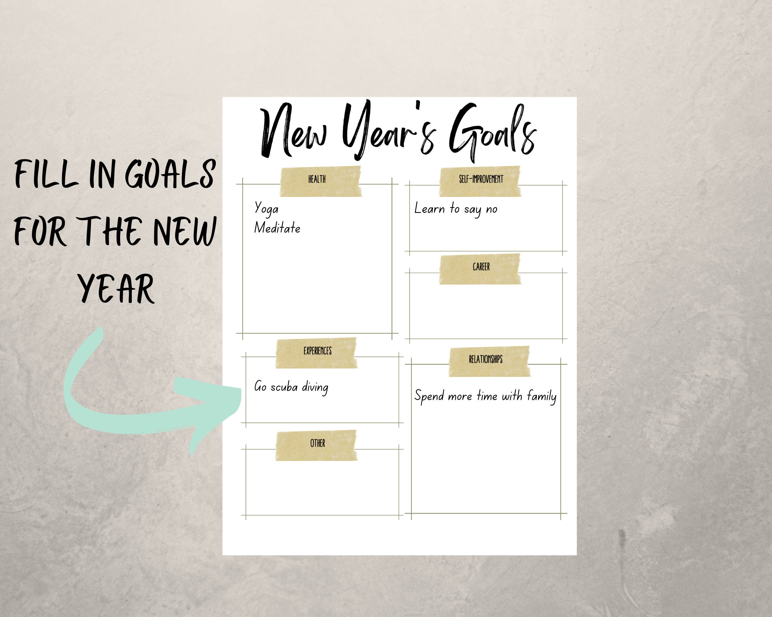 New Year's Goals and Reflection Printable Worksheet | Goal Setting ...