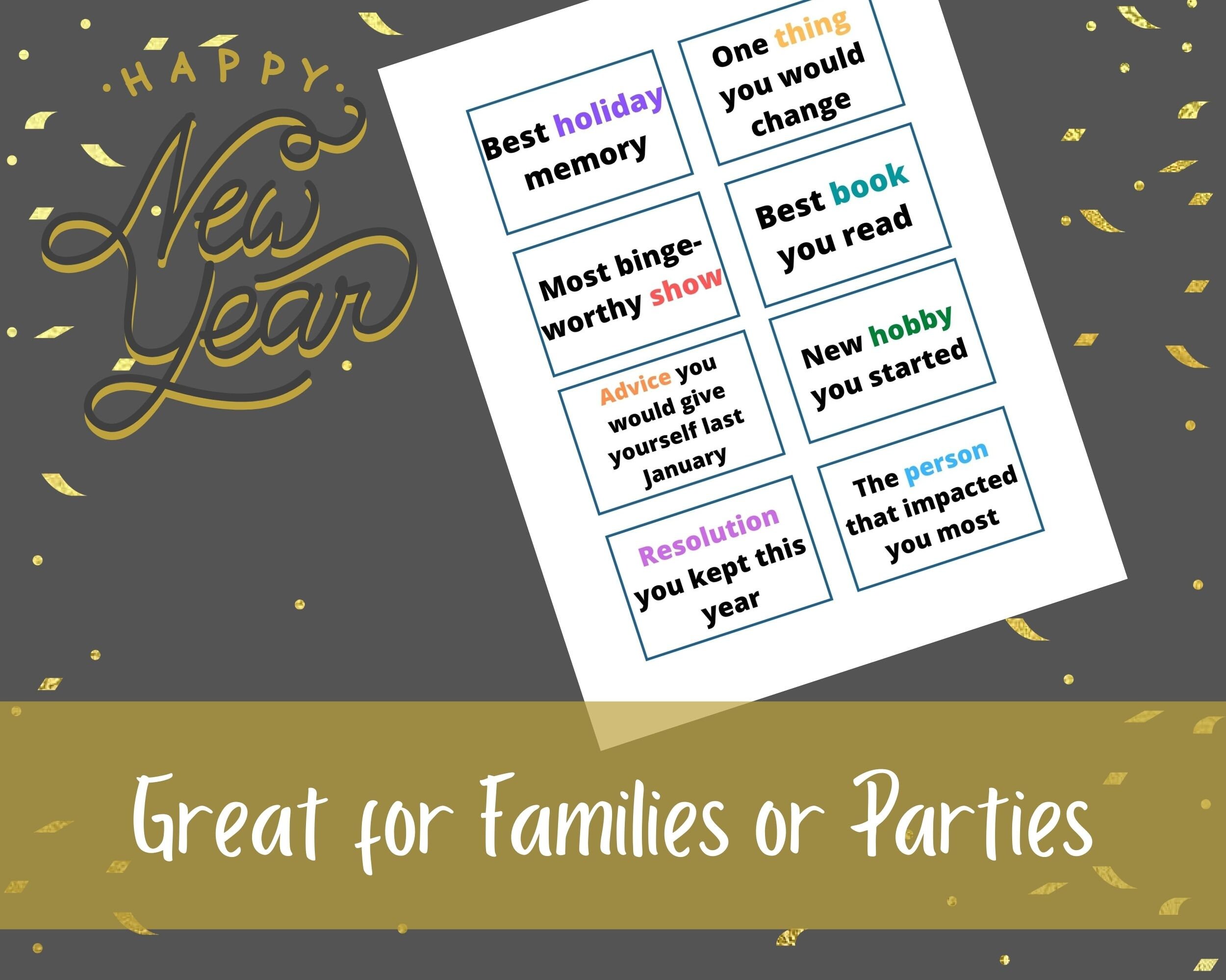 Printable Conversation Cards | New Year's Reflection Cards | New Year's ...