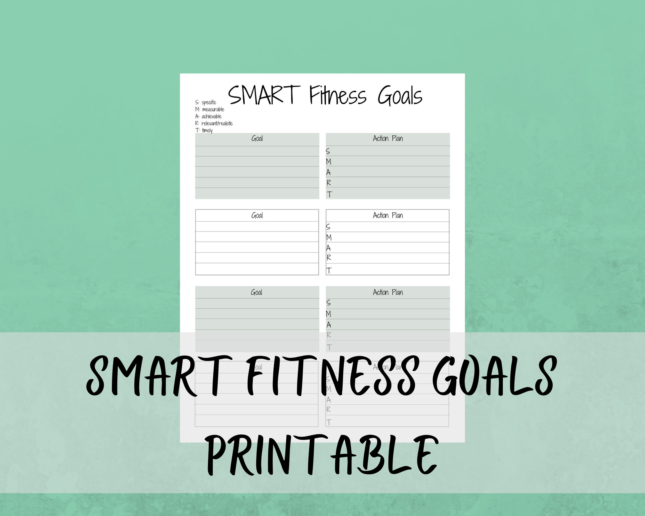 SMART Fitness Goals Printable | Goal Printable | Goal Planner ...