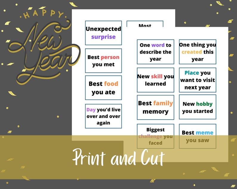 Printable Conversation Cards | New Year's Reflection Cards | New Year's ...