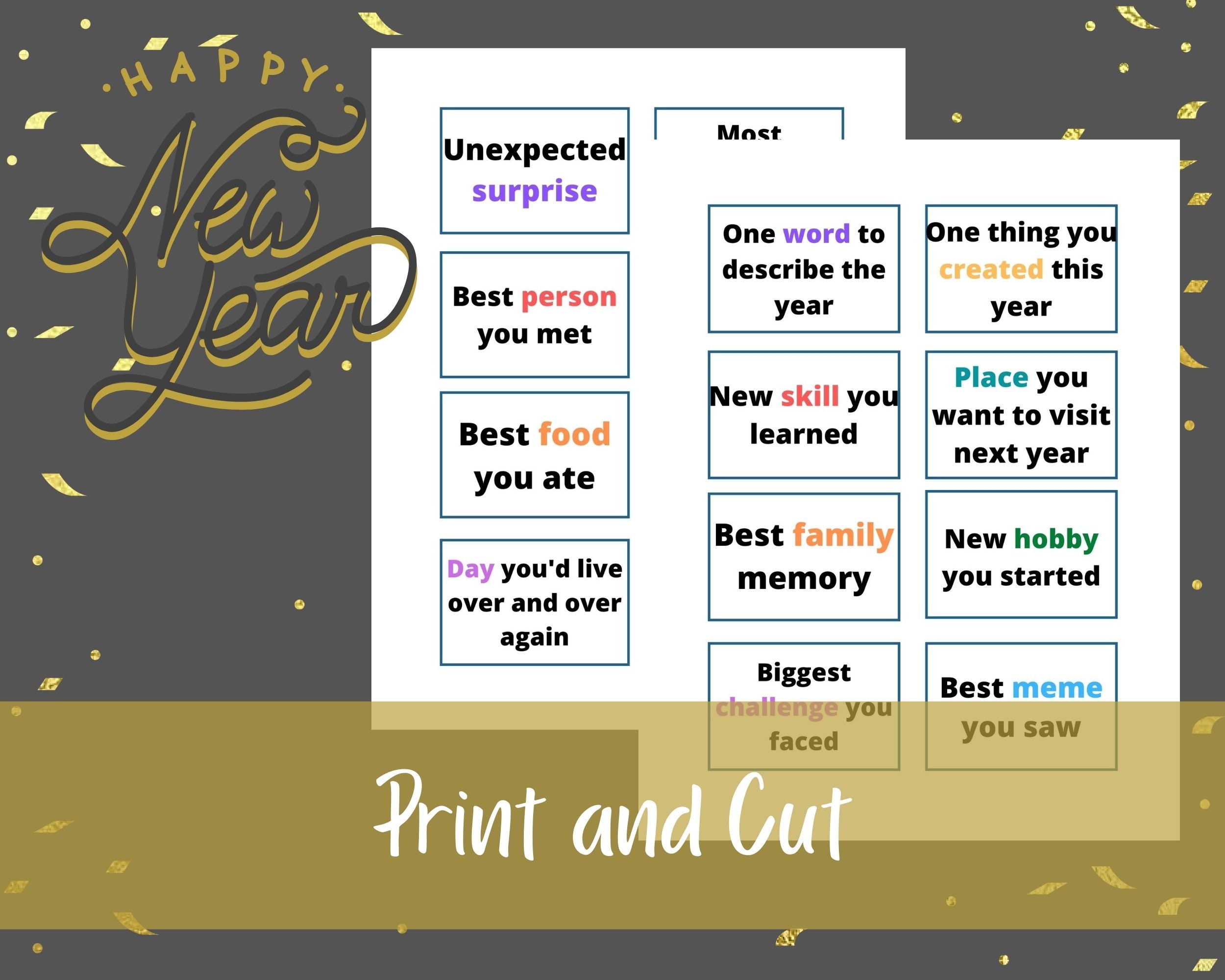 Printable Conversation Cards | New Year's Reflection Cards | New Year's ...
