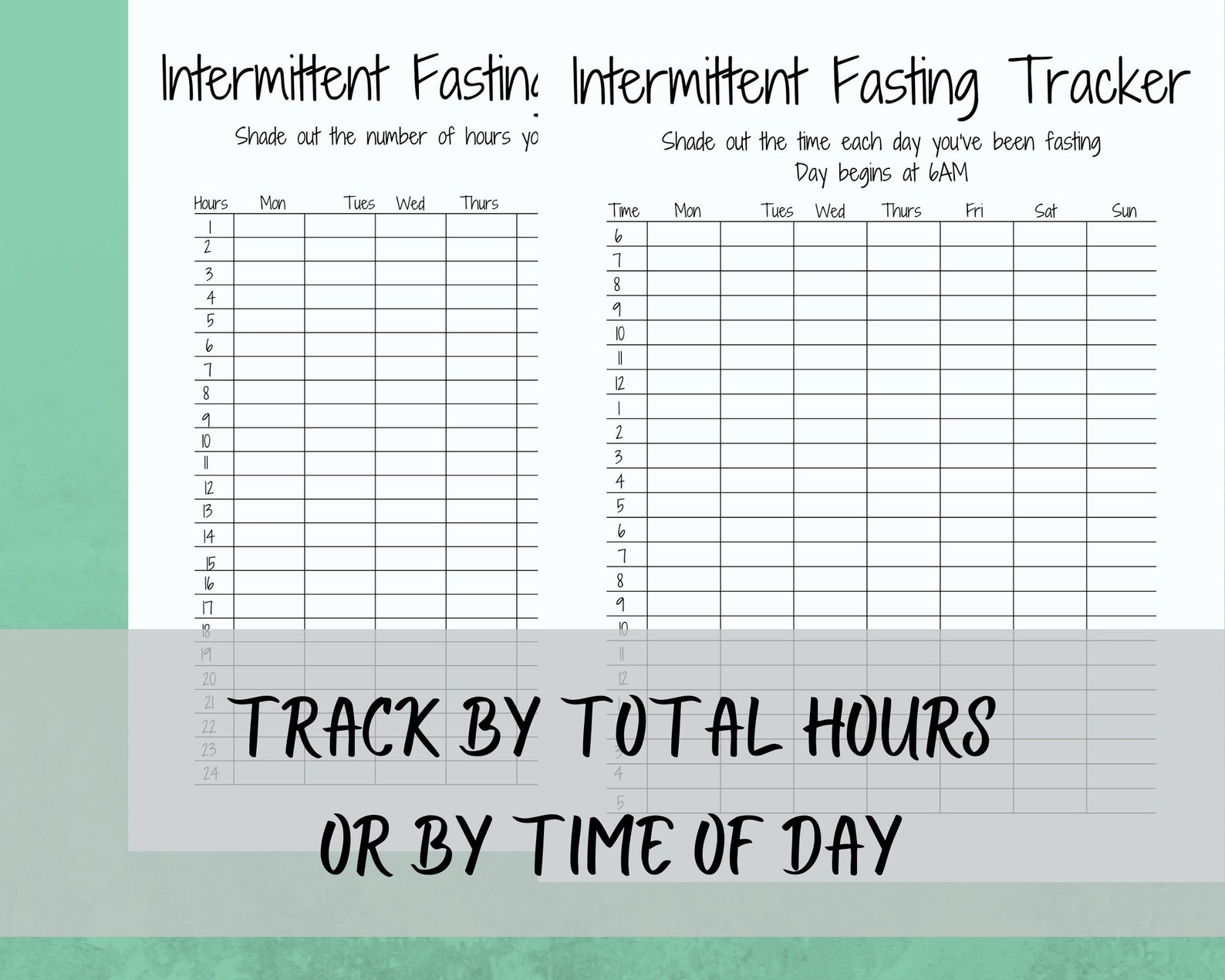Intermittent Fasting Tracker Printable | Weight Loss Tracker | Meal ...