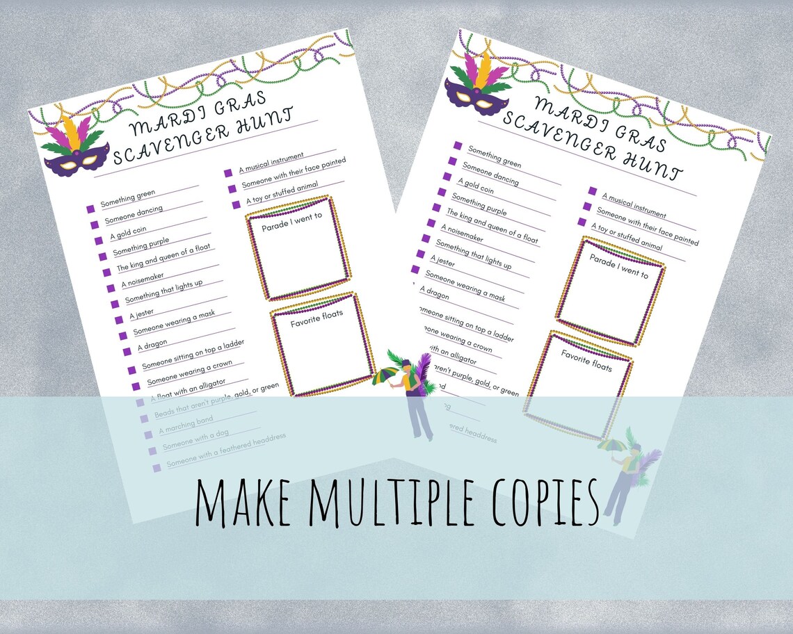 Mardi Gras Kid's Scavenger Hunt Printable | Kid's Activity Sheet ...