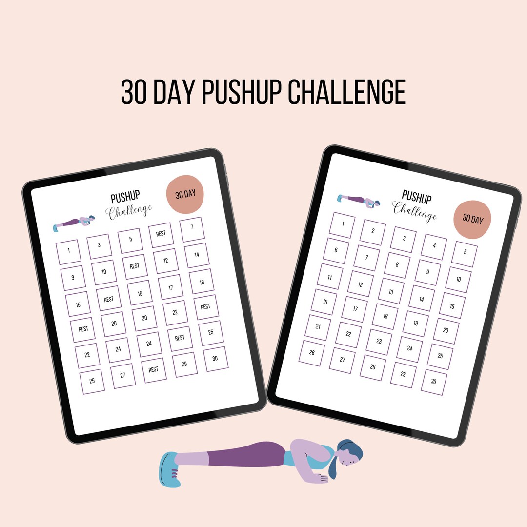 30 Day Pushup Challenge | Strength Workout | Printable Fitness Challenge - Etsy
