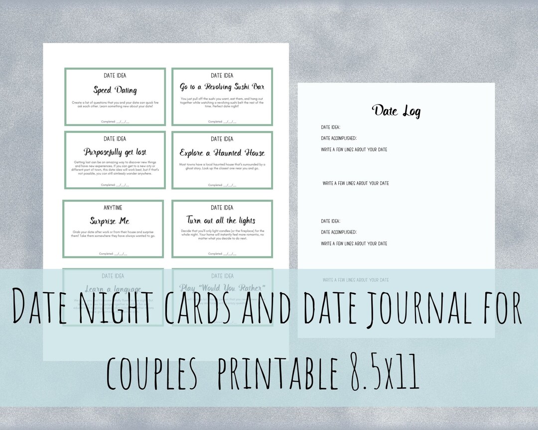 Date Night Idea Cards | Date Night Journal | Couple's Activity Journal ...