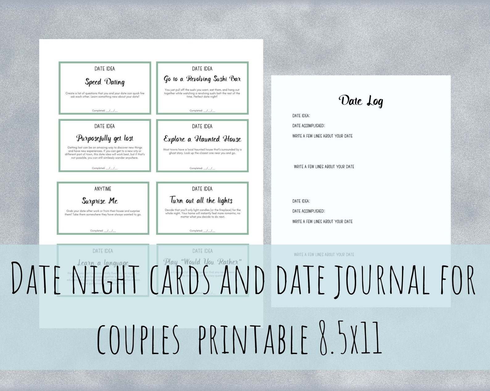 Date Night Idea Cards | Date Night Journal | Couple's Activity Journal ...
