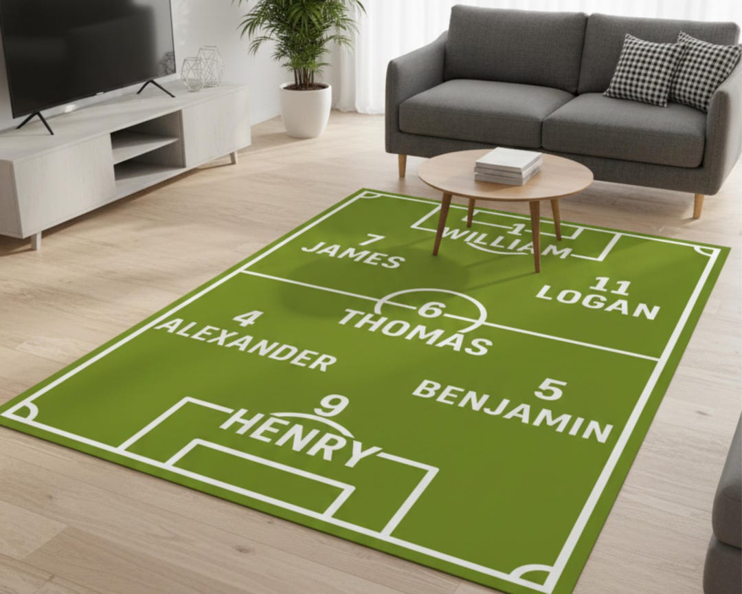 Personalized Soccer Field Rug – Boys Room & Game Room Carpet, Football ...