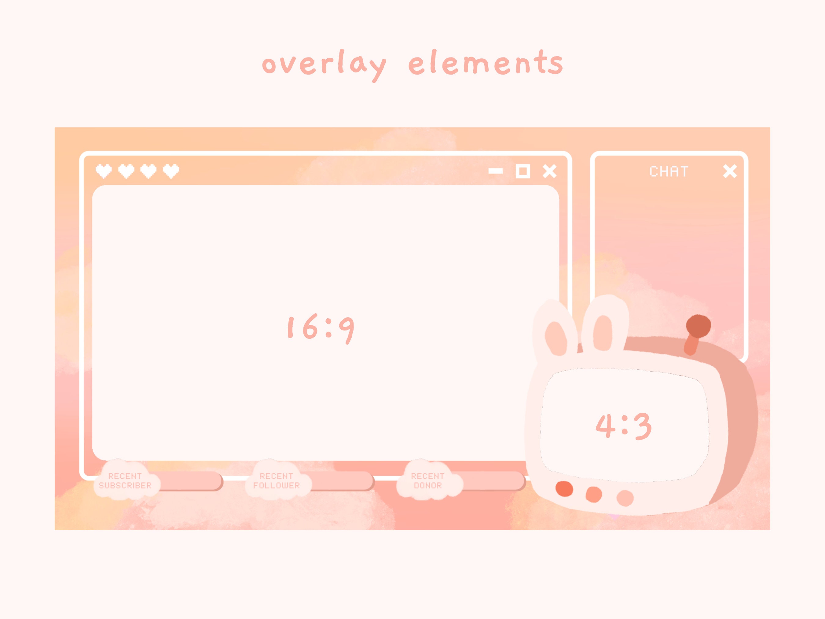 Cute Animated Stream Overlay Pack | Hand Drawn Screens, Static Alerts ...