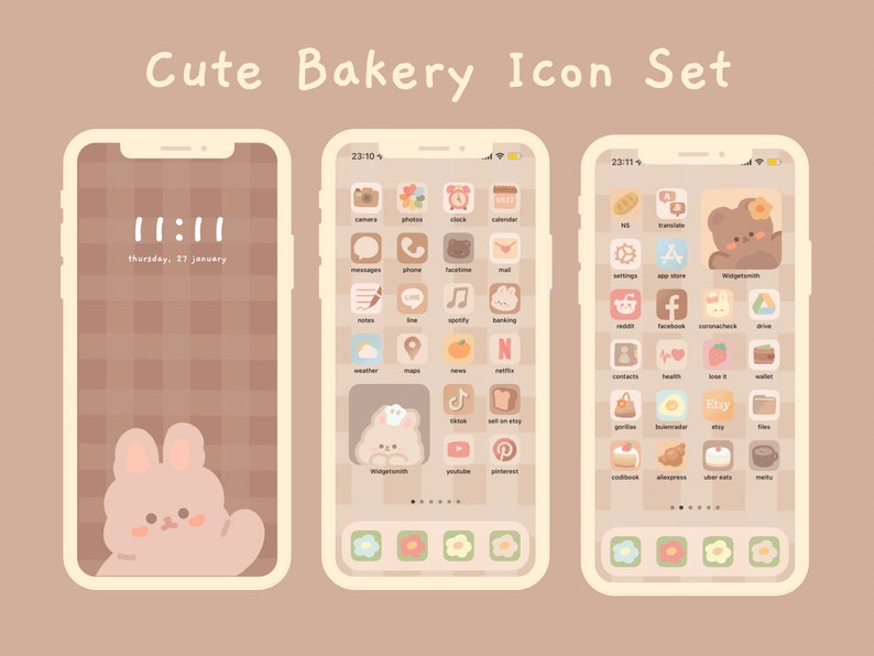 Cute Neutral Hand Drawn Ios & Android App Icons Home Screen - Etsy