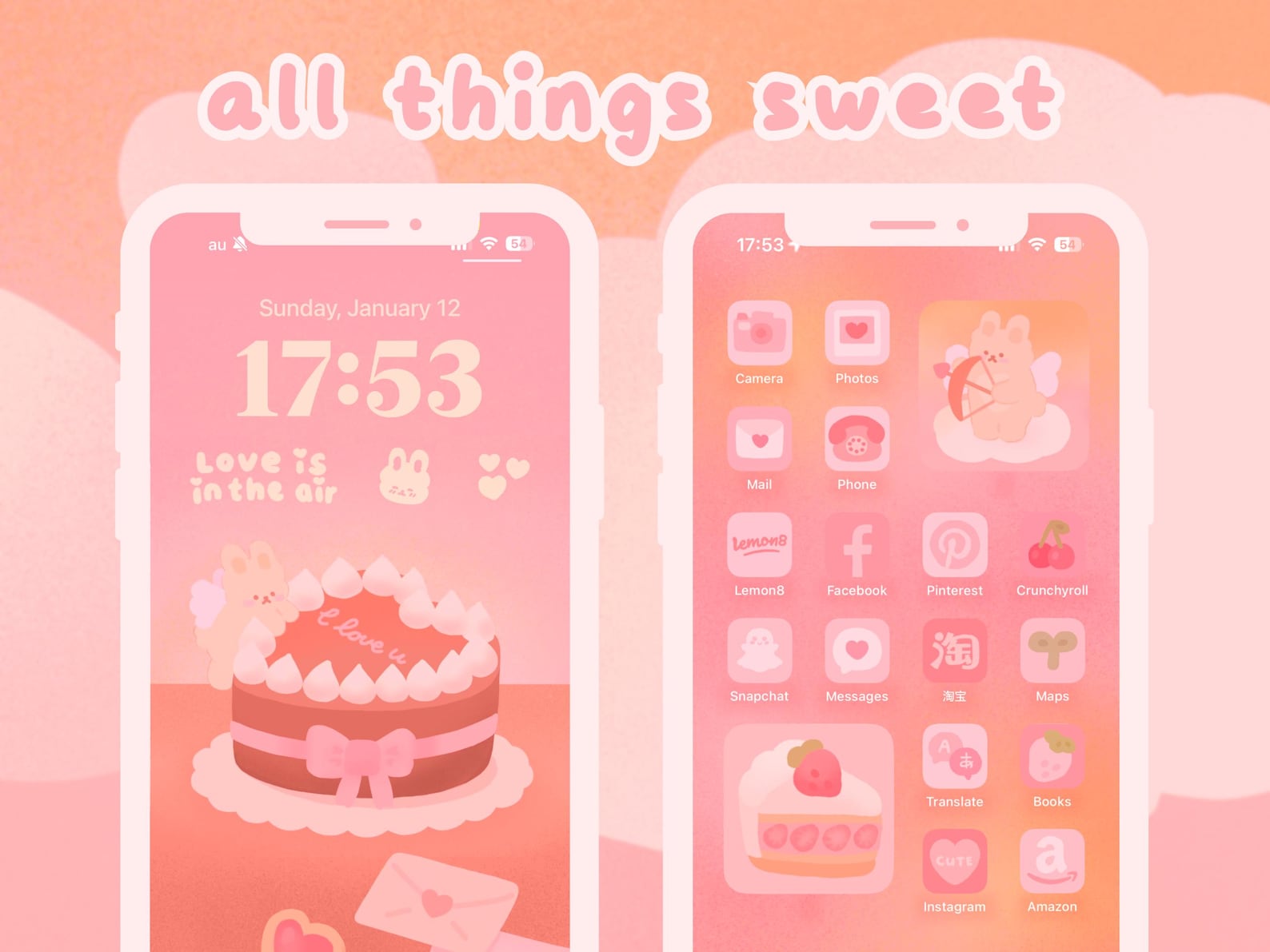 Cute Pink Ios and Android App Icon Set | Home Screen Theme | Widget ...