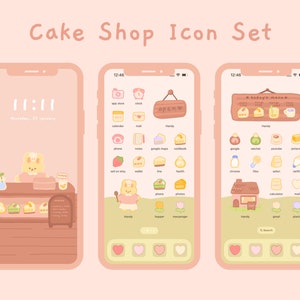 Cute Cake Shop Hand Drawn Ios and Android App Icon Set | Home Screen ...