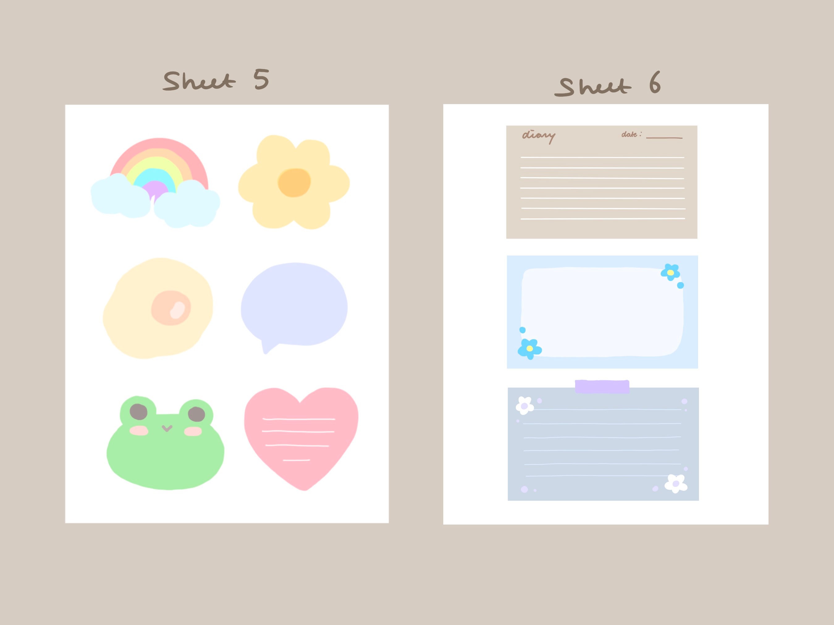 Cute Digital Sticky Note Stickers Set Pastel Kawaii - Etsy