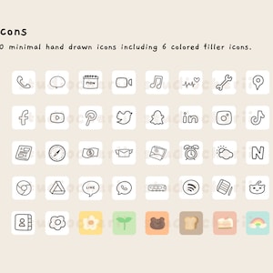 Cute Hand Drawn Ios & Android App Icons | Home Screen Set | Widget ...