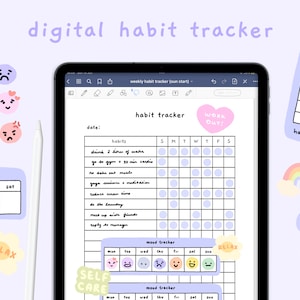 Cute Digital Habit Tracker for Goodnotes Printable Weekly - Etsy