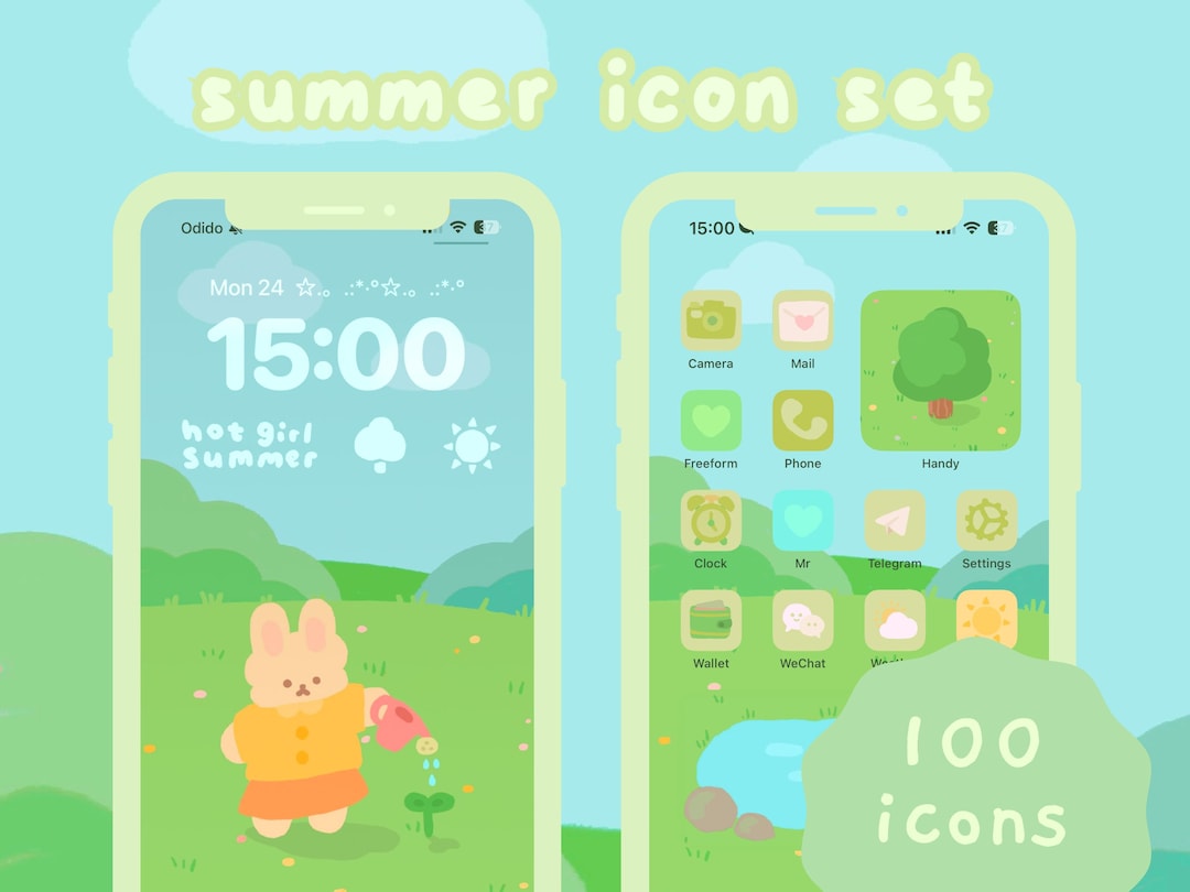Summer Hand Drawn Ios and Android App Icon Set | Home Screen Theme ...