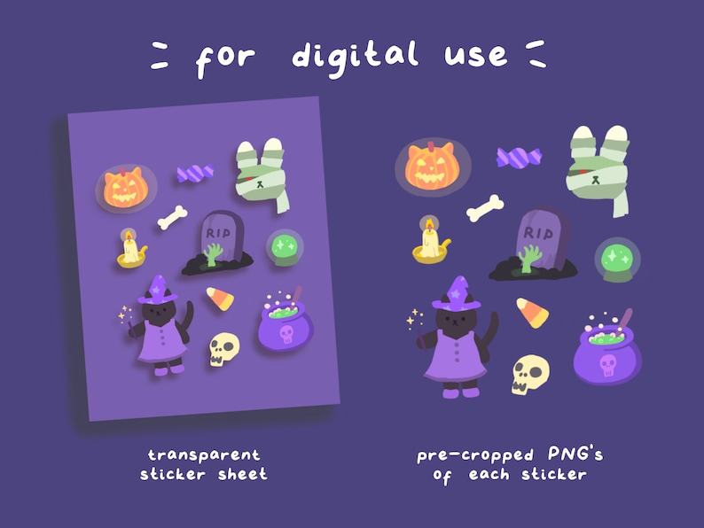 Cute Digital Halloween Stickers Autumn & Fall Season - Etsy