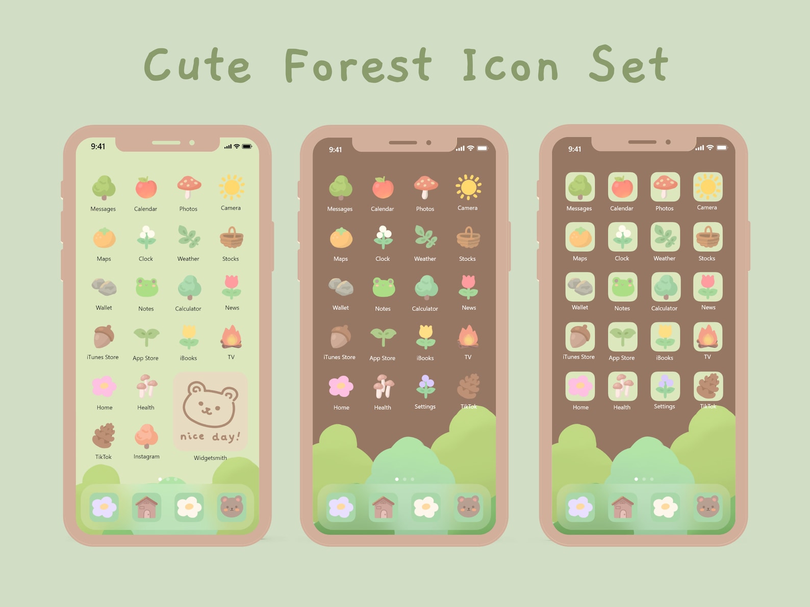 Cute Hand Drawn Forest Ios & Android App Icons Home Screen - Etsy