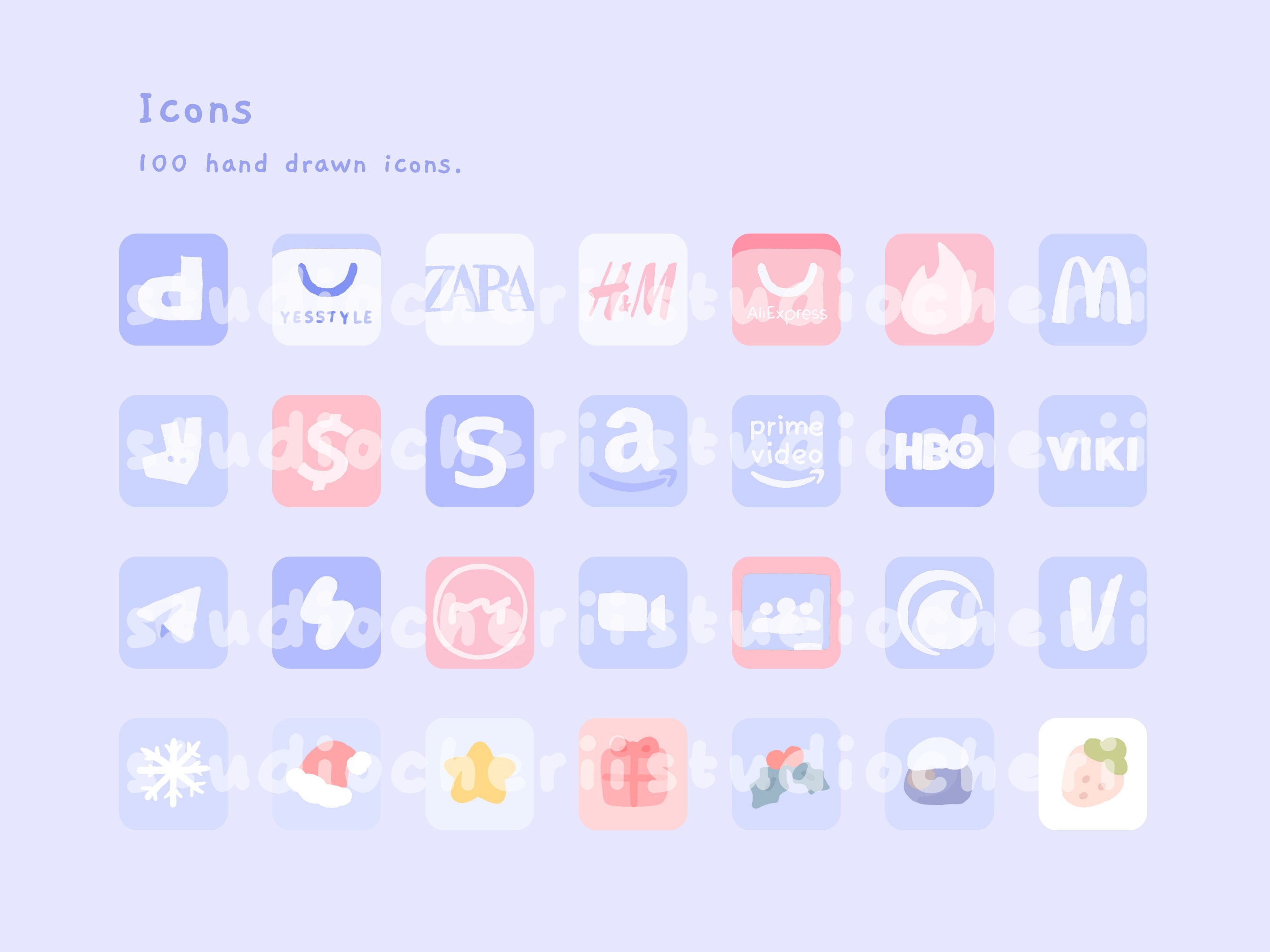 Winter Hand Drawn Ios and Android App Icon Set | Home Screen Theme ...