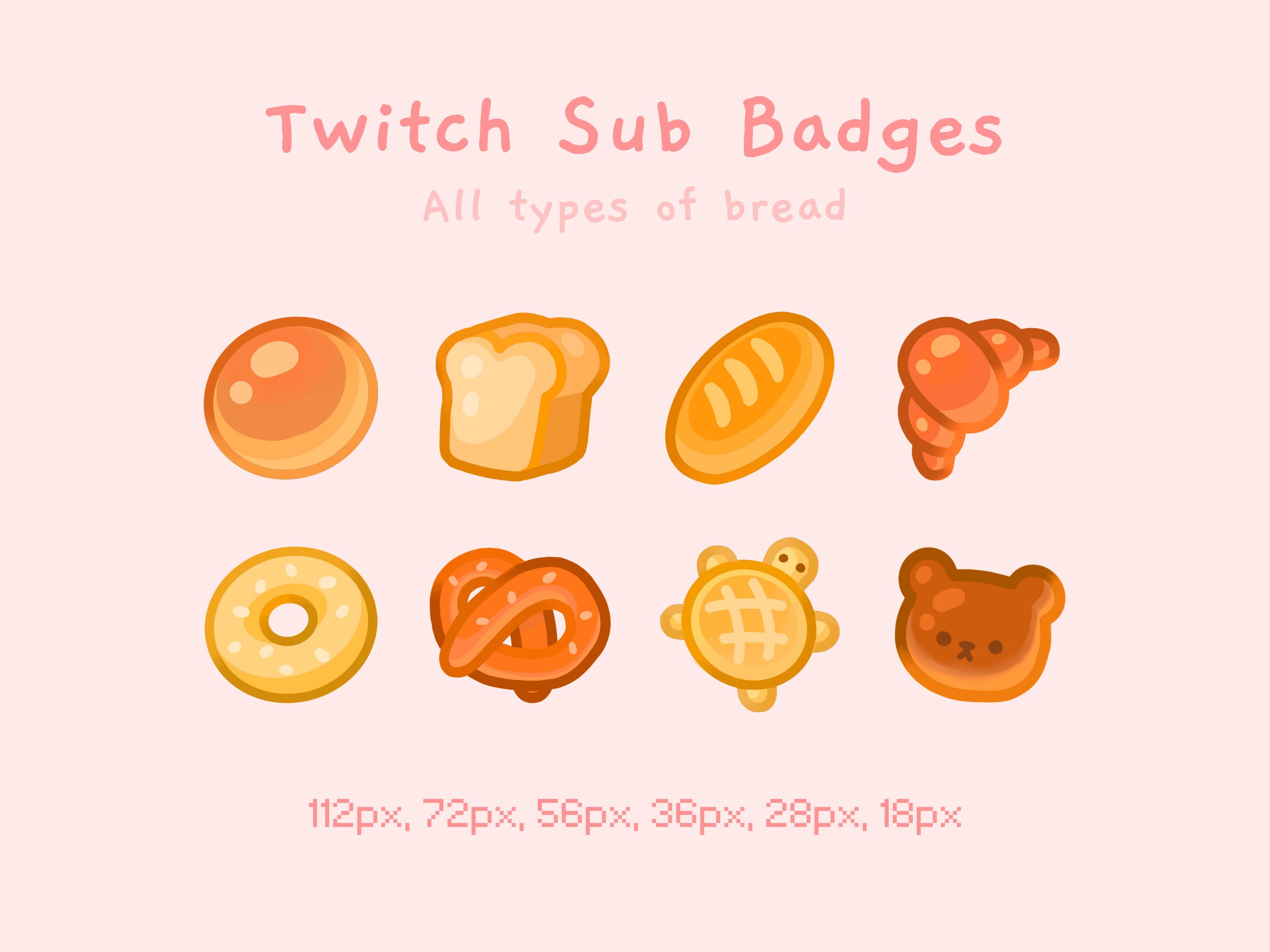 Cute Bread Sub Badges / Emotes for Twitch Streaming Gaming - Etsy UK
