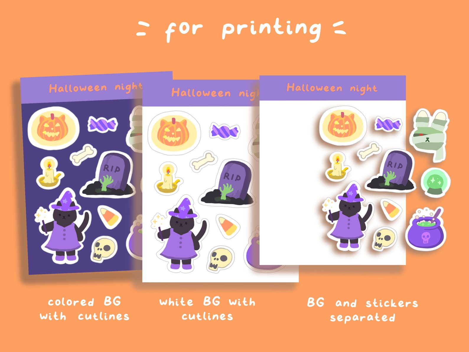 Cute Digital Halloween Stickers Autumn & Fall Season - Etsy