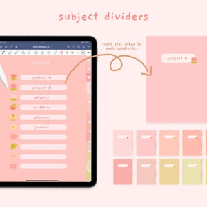 Cute Pink Digital Notebook | Hyperlinked Goodnotes5 Template | Study ...
